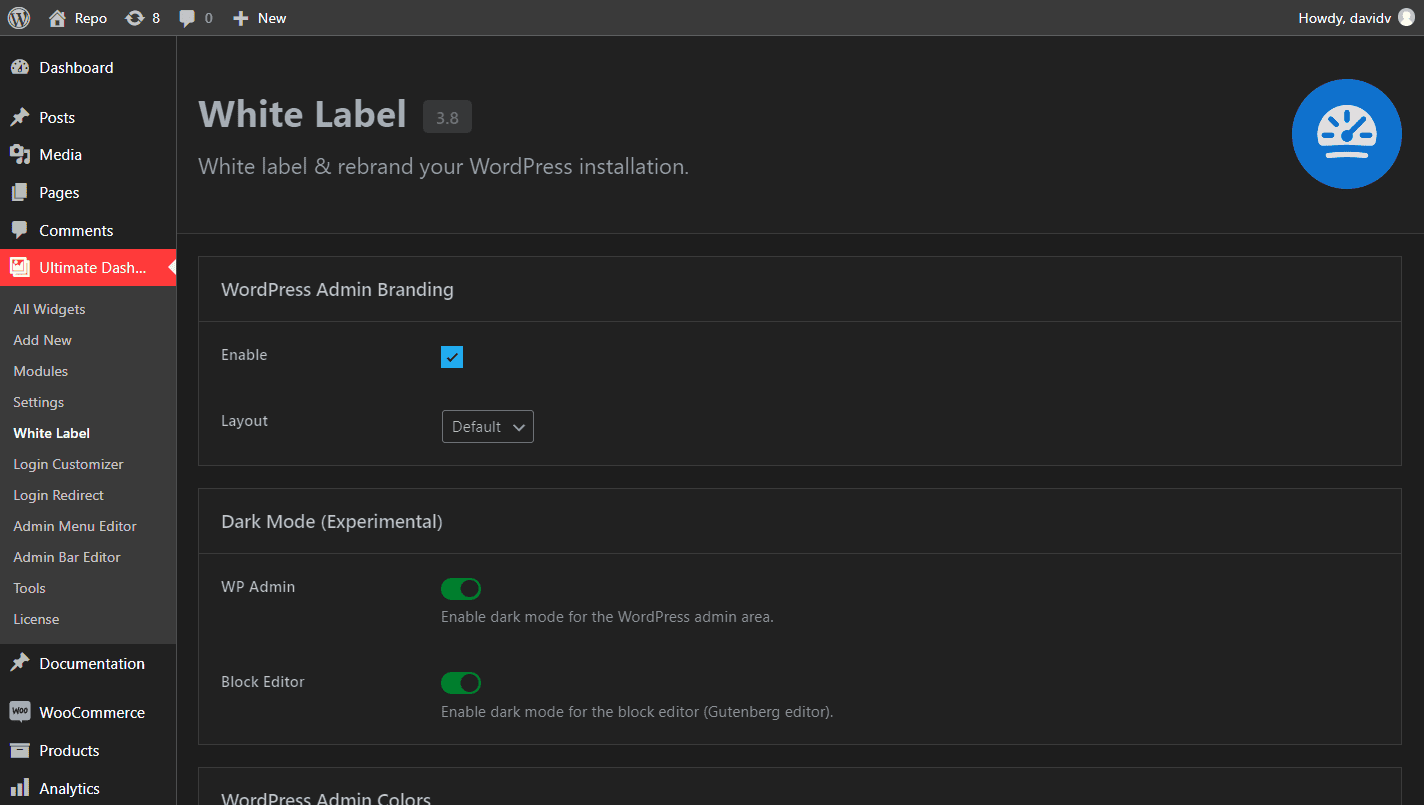 Introducing Dark Mode Custom Wordpress Dashboard Plugin Ultimate Dashboad