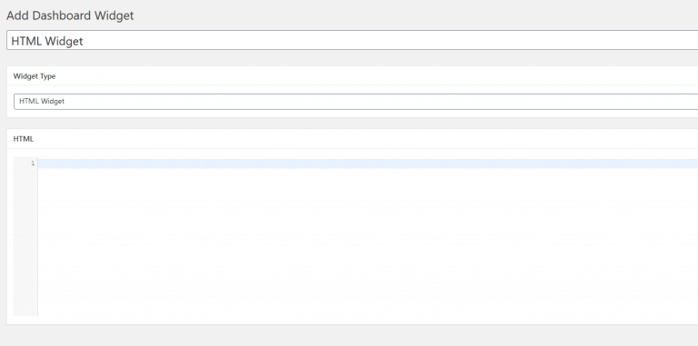 HTML Widget - Custom WordPress Dashboard Plugin - Ultimate Dashboad