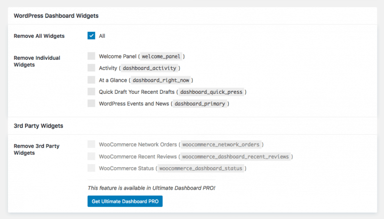 General Settings - Custom WordPress Dashboard Plugin - Ultimate Dashboad
