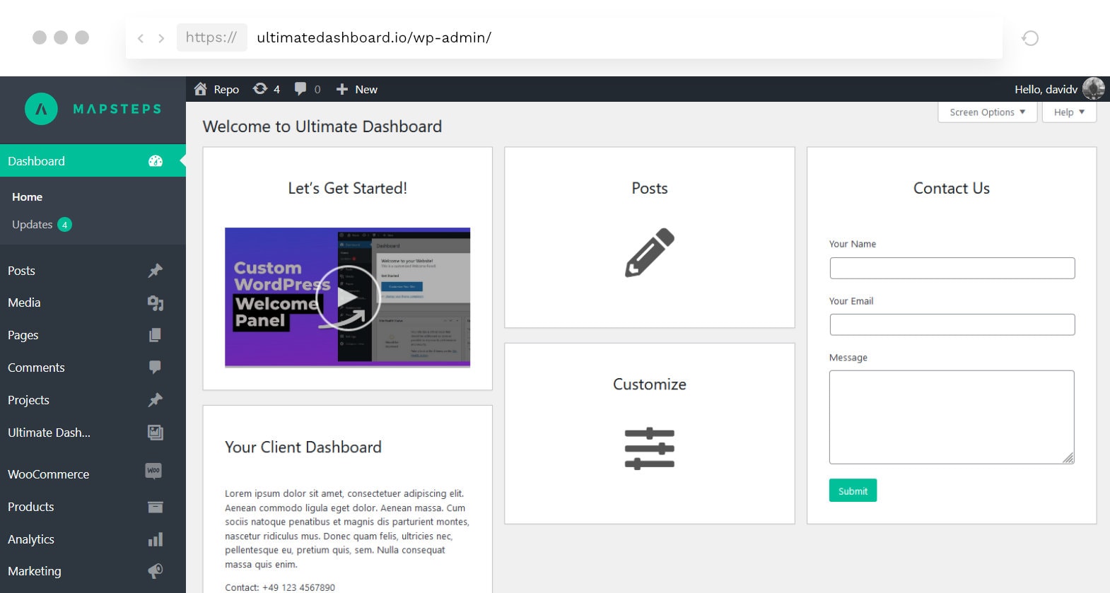 Ultimate Dashboard Custom WordPress Dashboard Plugin WordPress 
